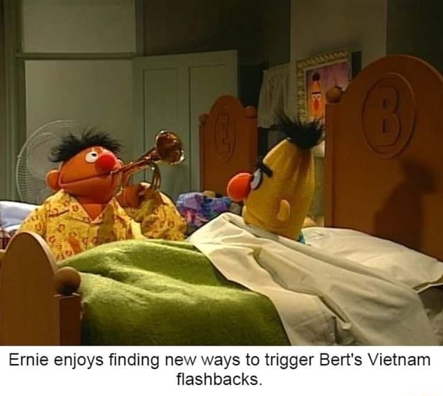 Ernie enjoys finding new ways to trigger Bert's Vietnam flashbacks ...