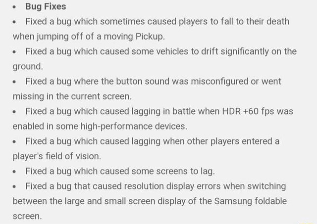 Bug Fixes Fixed a bug which sometimes caused players to fall to their ...