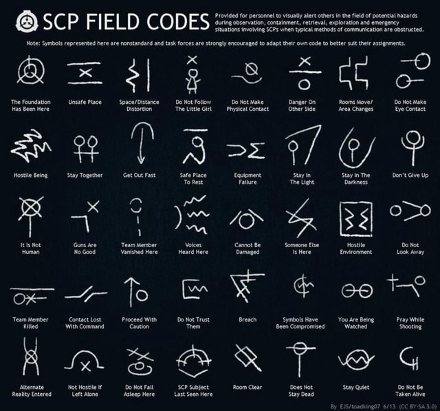 SCP FIELD CODES Provided for personnel to visually alert others in the ...