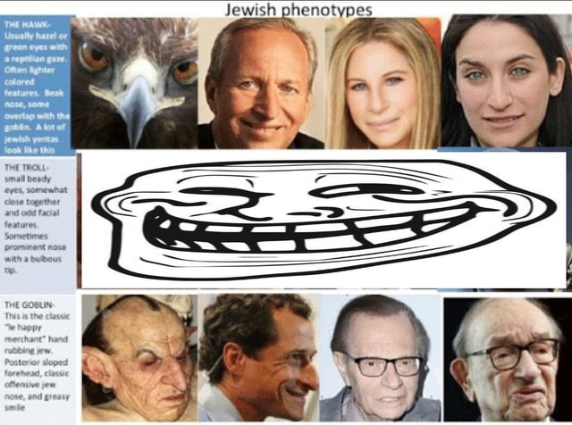 Jewish phenotypes THE TROUL smail beady eyes, somewhat lose together ...