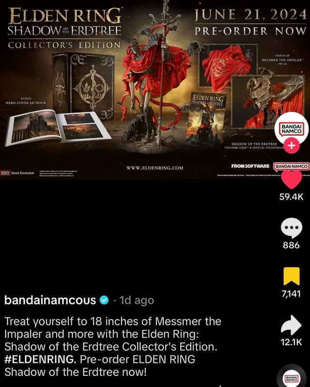 JUNE 21, 2024 ORDER NOW EELDEN RING SHADOW # ERDTREE COLLECTOR'S EDITION FROM SOFRUARE 886 ...