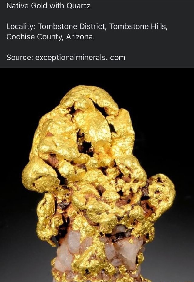 Native Gold with Quartz Locality: Tombstone District, Tombstone Hills ...