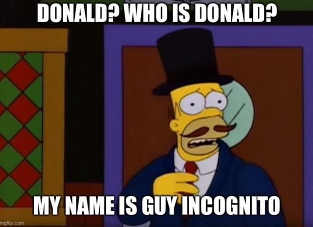 DONALD? WHO IS DONALD? MY NAME IS GUY INCOGNITO - iFunny