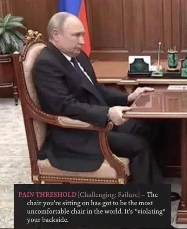 PAIN THRESHOLD [Challenging: Failure] The chair you're sitting on has ...