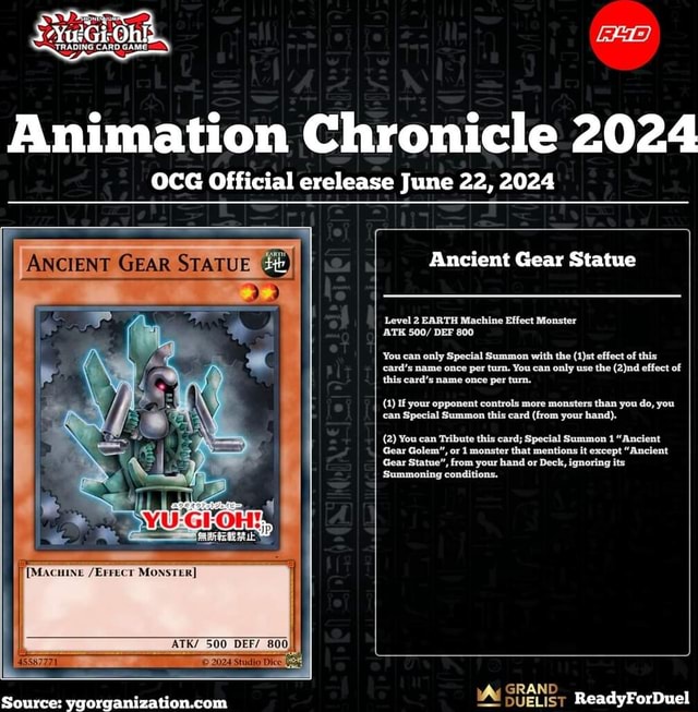 Animation Chronicle 2024 OCG Official erelease June 22, 2024 ANCIENT GEAR STATUE [MAcuine ...