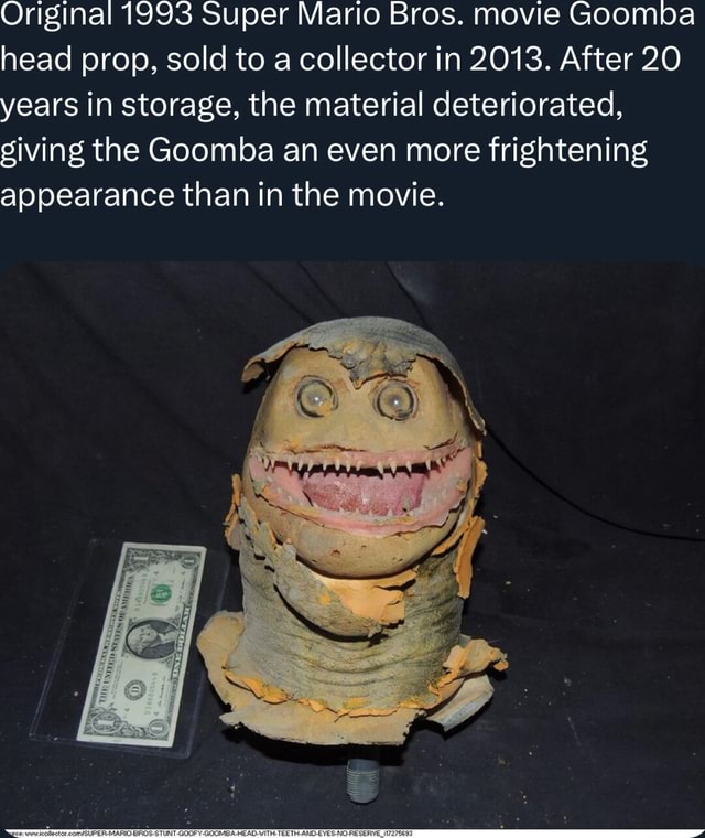 Original 1993 Super Mario Bros. movie Goomba head prop, sold to a ...