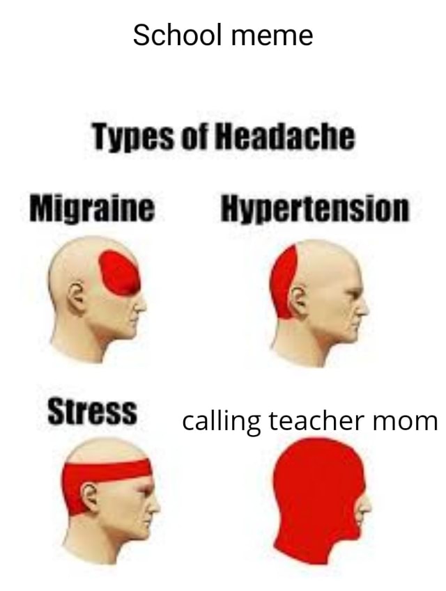 School meme Types of Headache Migraine Hypertension Stress calling ...