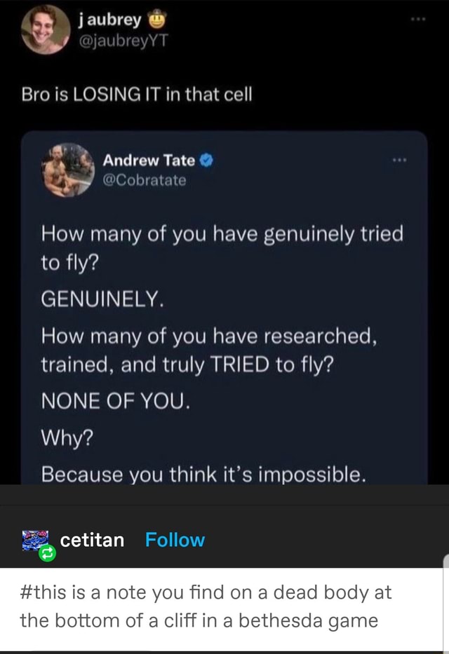 Jaubrey Bro is LOSING IT in that cell Tate late How many of you have ...