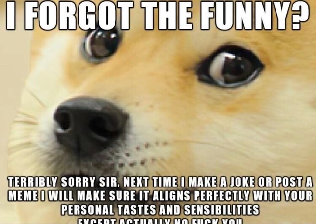 FORGOT THE FUNNY? TERRIBLY SORRY SIR, NEXT TIME I MAKE A JOKE OR POSTA ...