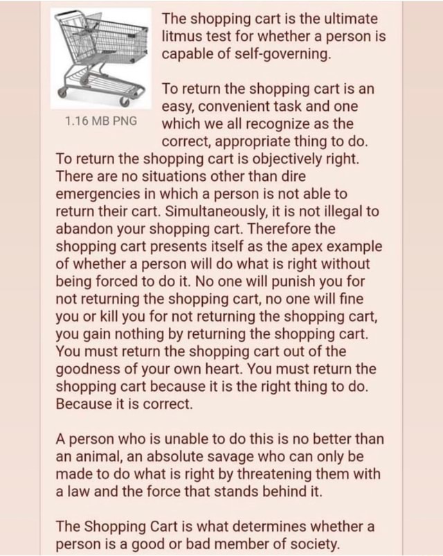 The shopping cart is the ultimate litmus test for whether a person is ...