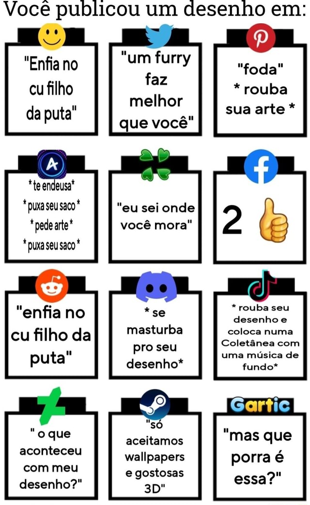 Você Publicou Um Desenho Em Enfia No Cu Filho Da Puta Te Puxa Seu