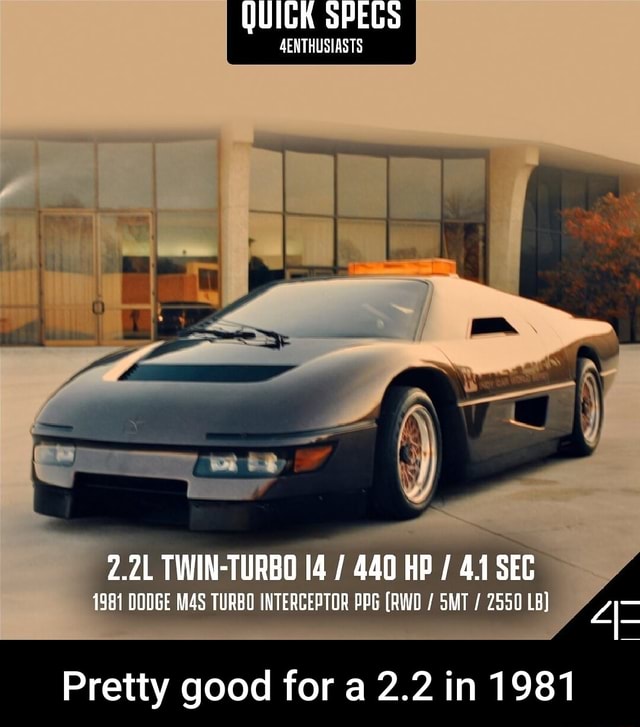 QUICK SPECS ENTHUSIASTS Z.2L TWIN-TURBO 14 / 440 HP / 4.1 SEC 1981 ...