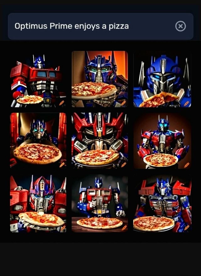 Optimus Prime enjoys a pizza led - iFunny