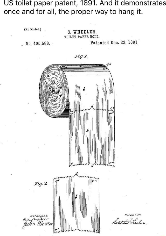 US tollet paper patent, 1891. And It demonstrates once and for all, the ...