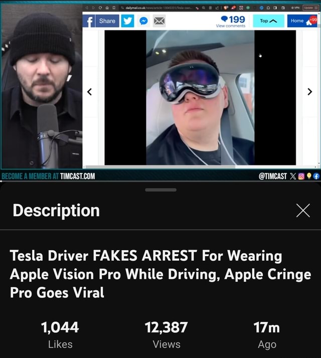 Top Heme AST.COR @TIMCAST O@ MEMBER AT Description Tesla Driver FAKES ...