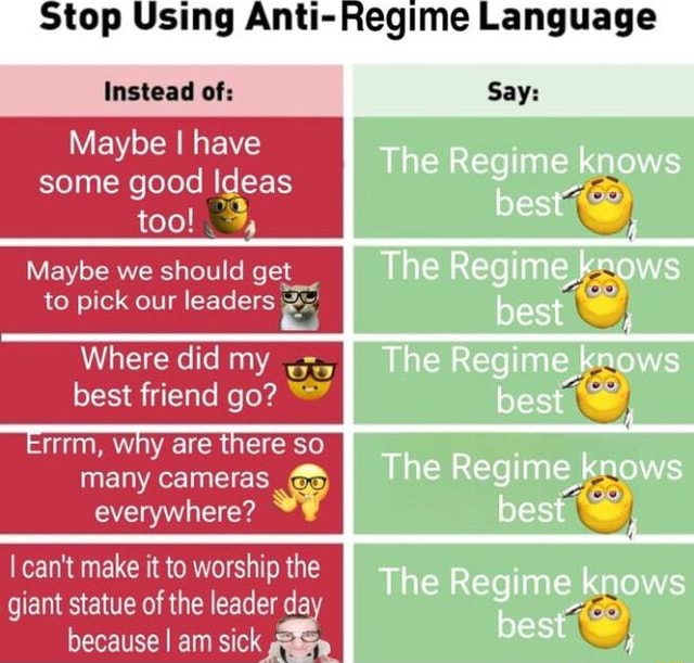 Stop Using Anti-Regime Language Instead of: Say: Maybe I have some good ...