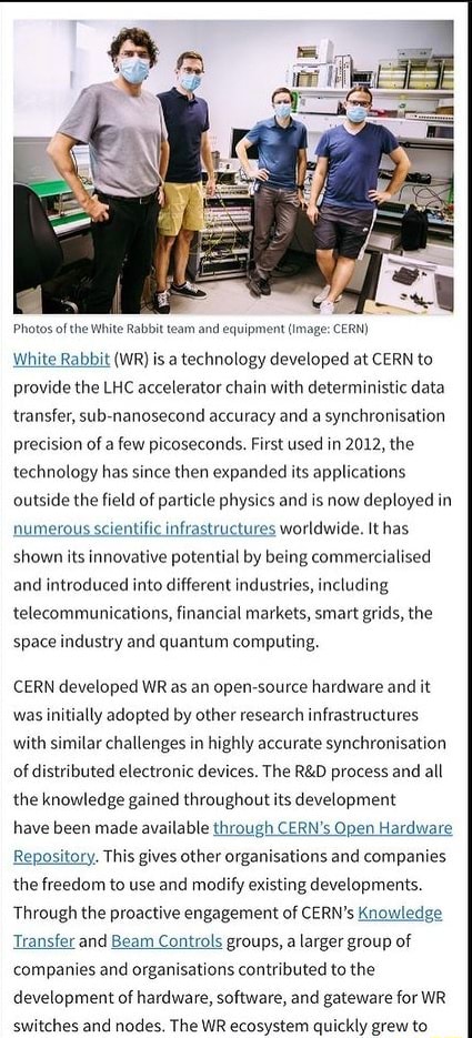 Photos of the White Rabbit team and equipment (Image: CERN) White ...