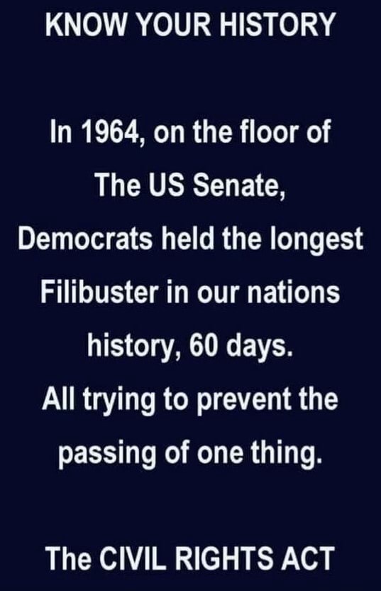 KNOW YOUR HISTORY In 1964, on the floor of The US Senate, Democrats ...