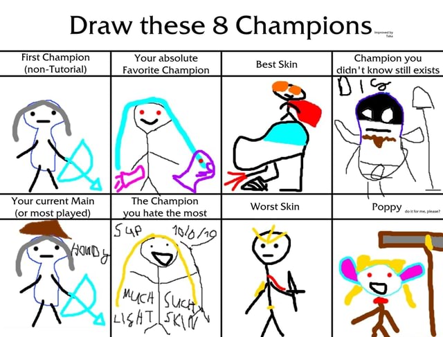 Draw these 8 Champions... Your absolute Favorite Champion First ...
