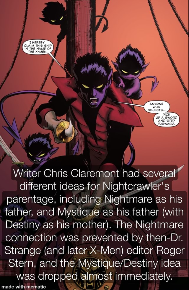 Writer Chris Claremont had several different ideas for Nightcrawler's ...
