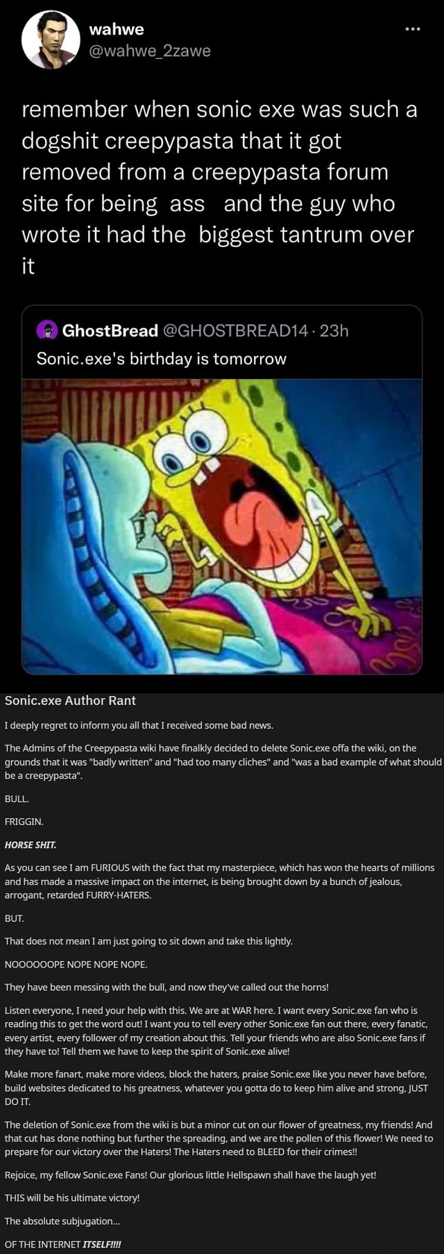 Wahwe @wahwe_2zawe remember when sonic exe was such a dogshit ...