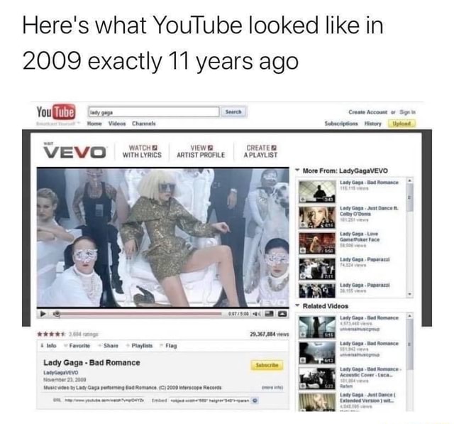 Here's what YouTube looked like in 2009 exactly 11 years ago searen ...