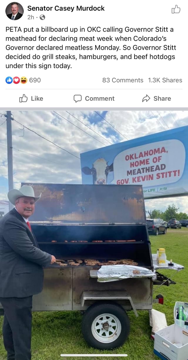 Love my state - Senator Casey Murdock PETA put a billboard up in OKC ...