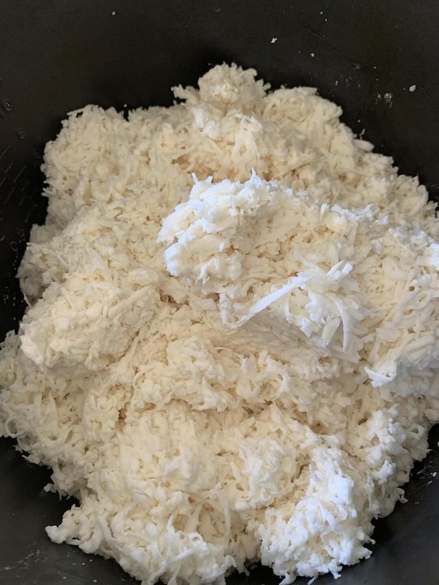 A kilo and a half of hand grated cassava. Important note for those ...
