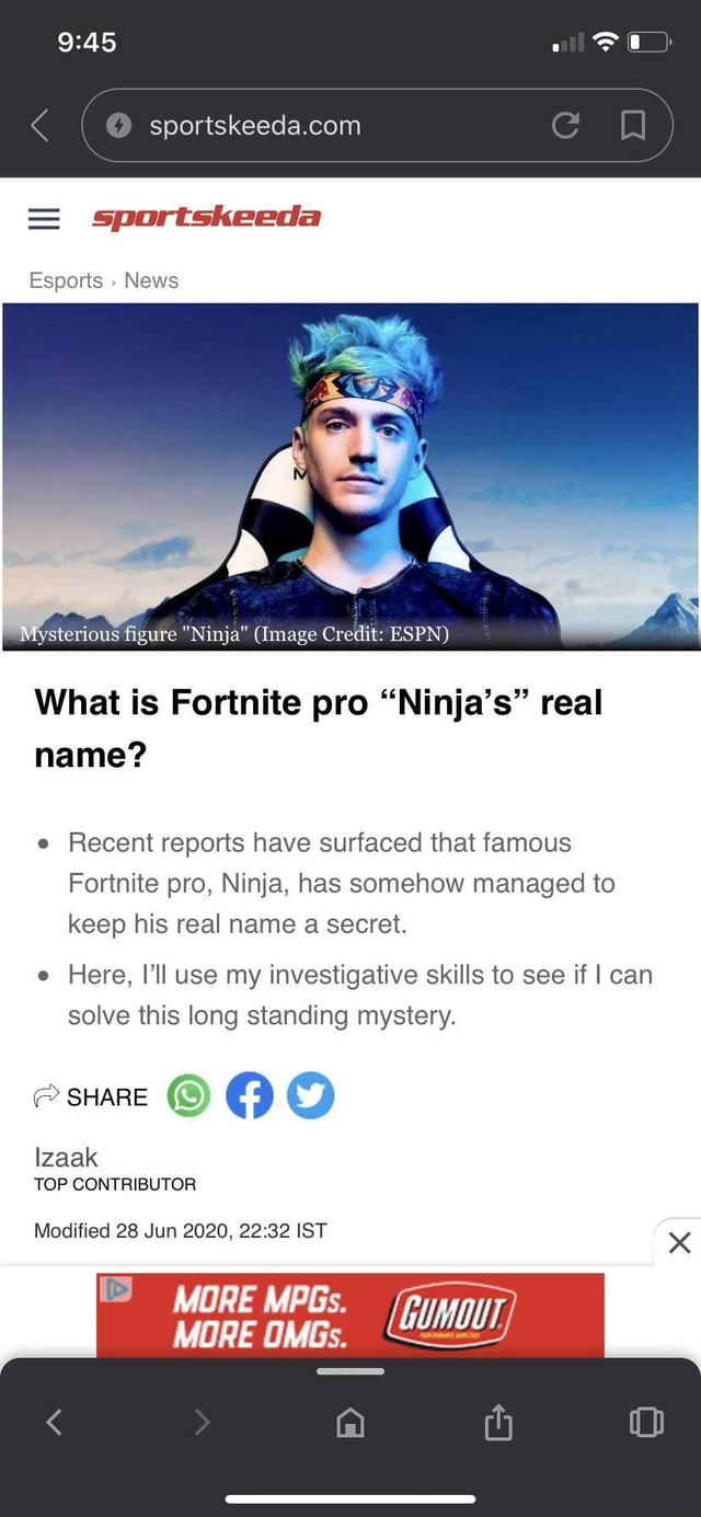 = sportskeeda Esports " News rysterious figure "Ninja" (Image Credit ...