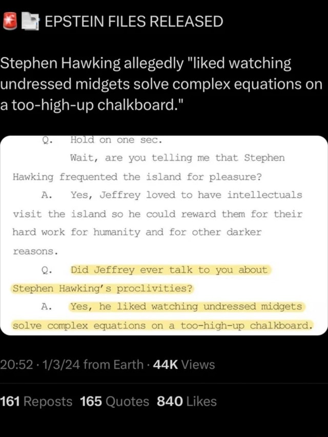 5} EPSTEIN FILES RELEASED Stephen Hawking allegedly "liked watching ...