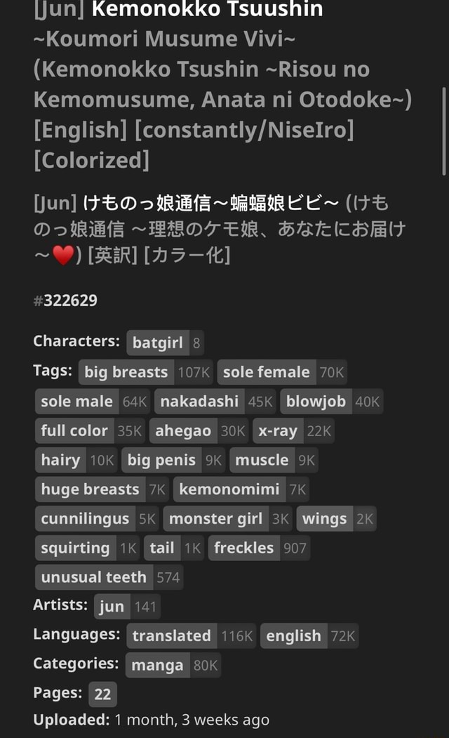 Jun} Kemonokko Tsuushin ~Koumori Musume Vivi~ (Kemonokko Tsushin ~Risou ...