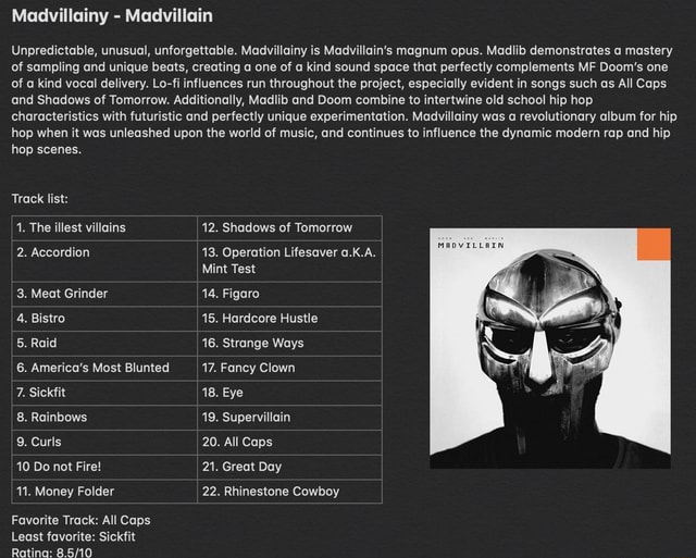 Madvillainy - Madvillain Unpredictable, unusual, unforgettable. Madvillainy is Madvillain's ...