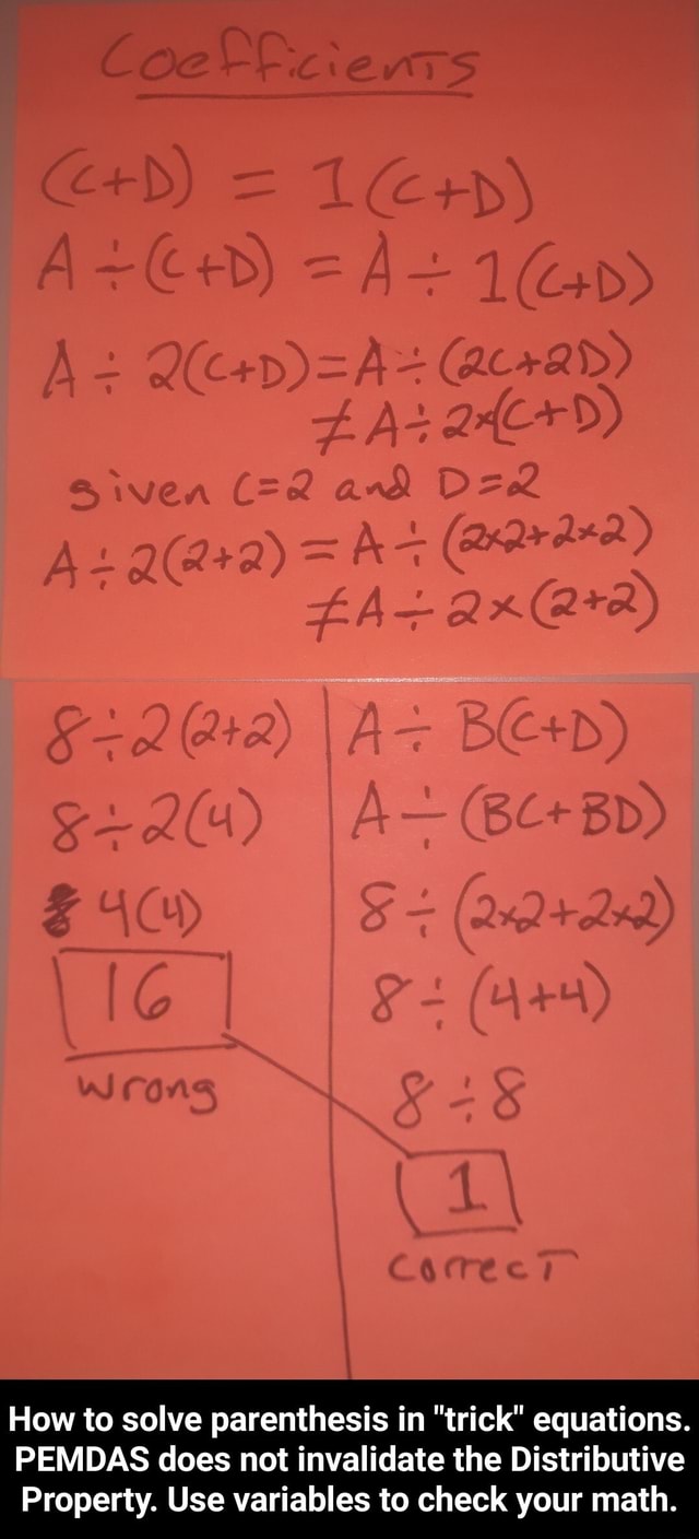 How to solve parenthesis in "trick" equations. PEMDAS does not ...