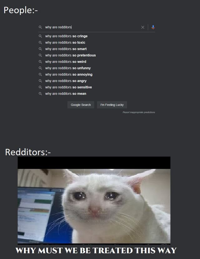 People:- why are redditors, x why are redditors so cringe why are ...