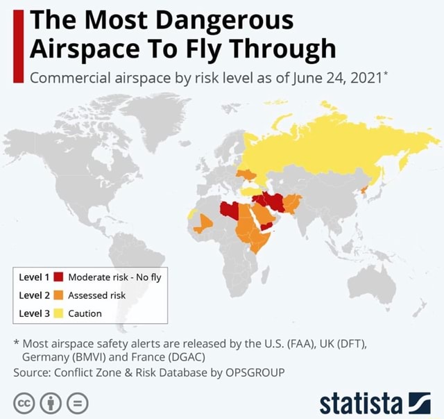 The Most Dangerous Airspace To Fly Through Commercial airspace by risk ...