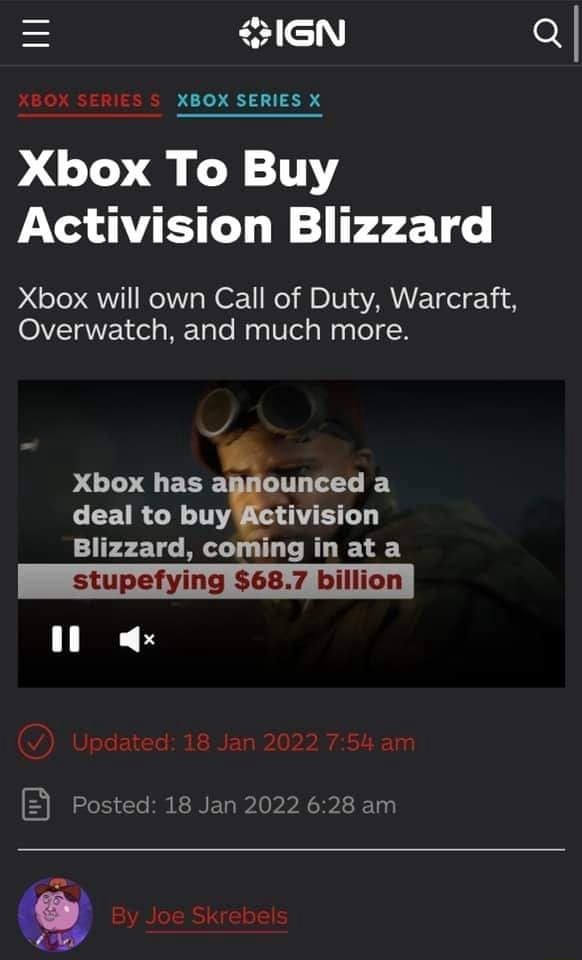 SIGN QI XGOX SERIES S XBOX SERIES X Xbox To Buy Activision Blizzard ...