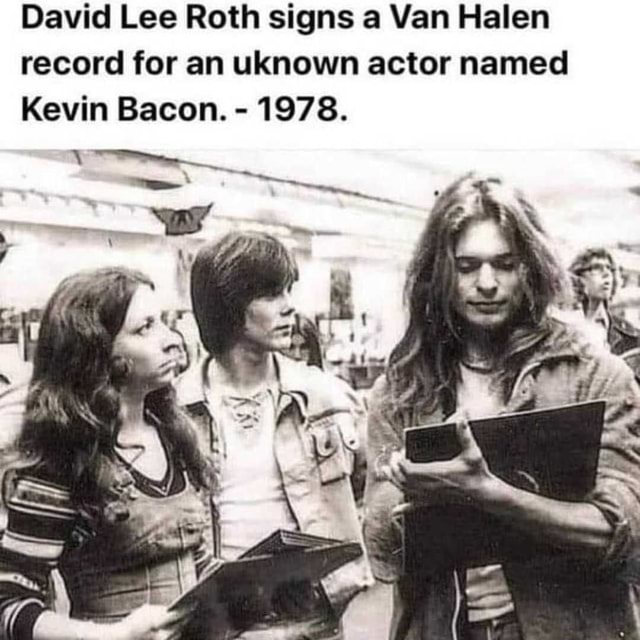 David Lee Roth signs a Van Halen record for an uknown actor named Kevin ...