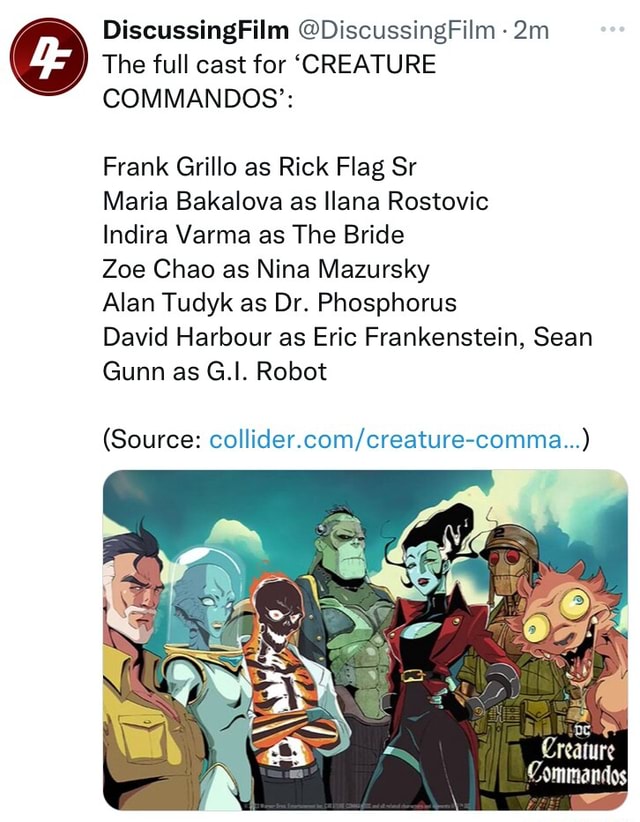 DiscussingFilm @DiscussingFilm-2m The full cast for 'CREATURE COMMANDOS ...
