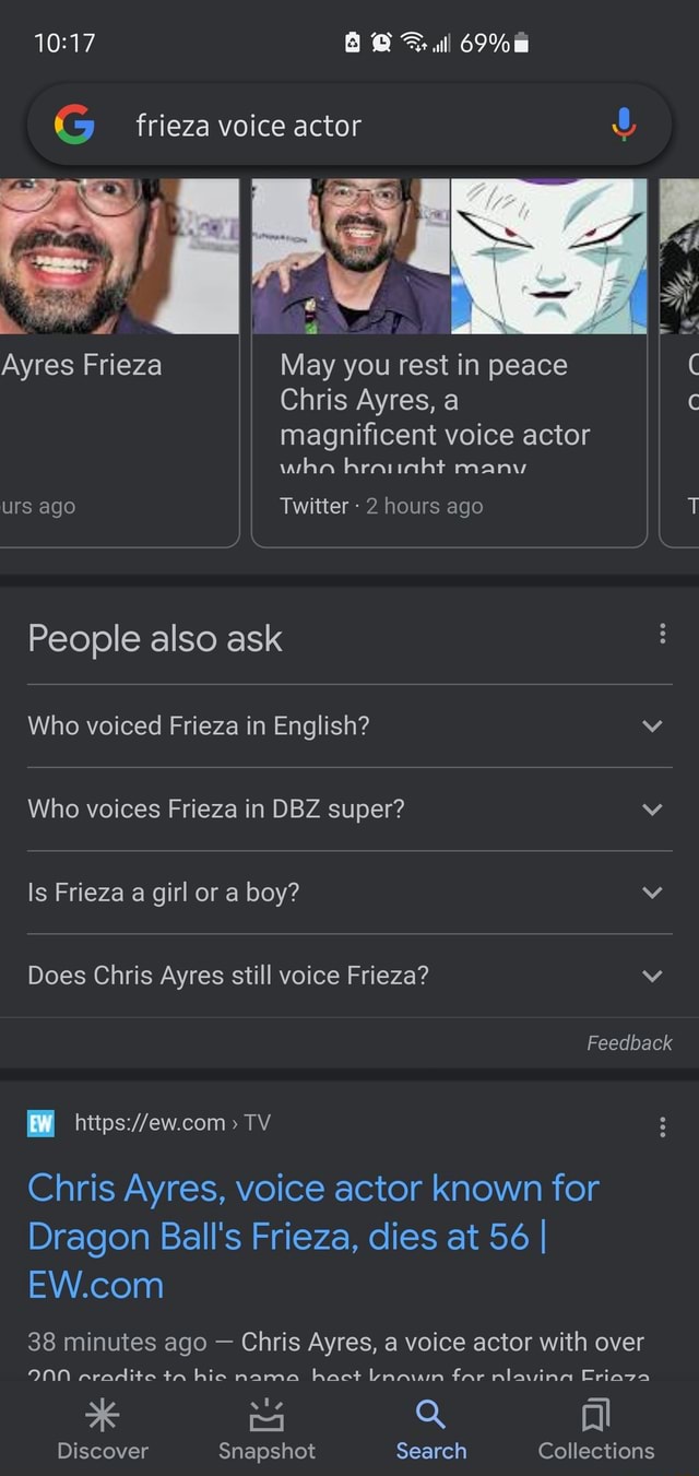 69% frieza voice actor Ayres Frieza May you rest in peace Chris Ayres ...