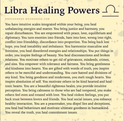 Libra Healing Powers You have intuitive scales integrated within your ...