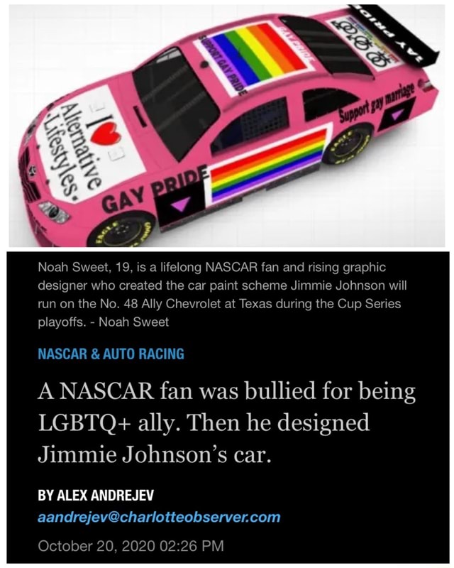 Noah Sweet, 19, is a lifelong NASCAR fan and rising graphic designer ...