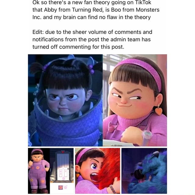 Ok so there's a new fan theory going on Ti that Abby from Turning Red ...