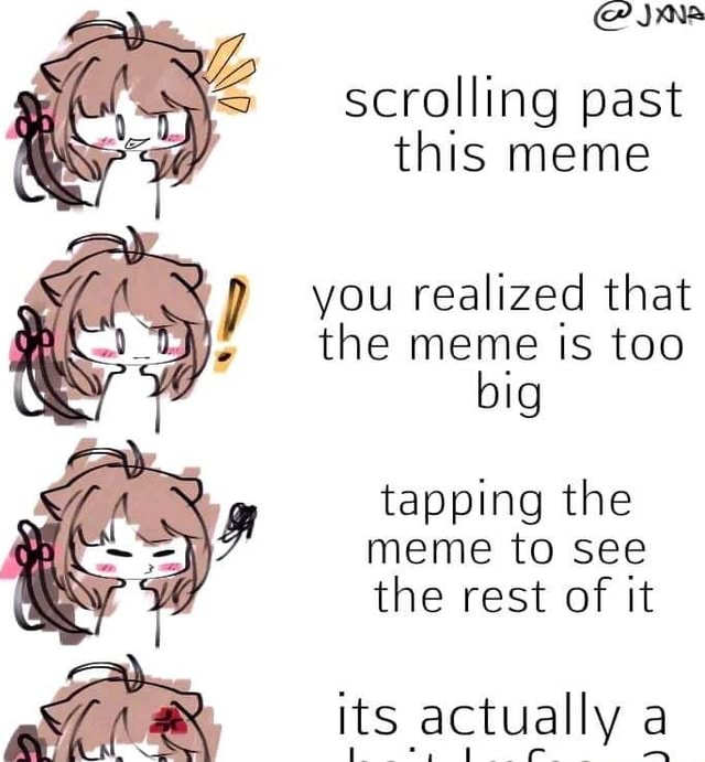 Scrolling past this meme you realized that the meme is too big tapping ...