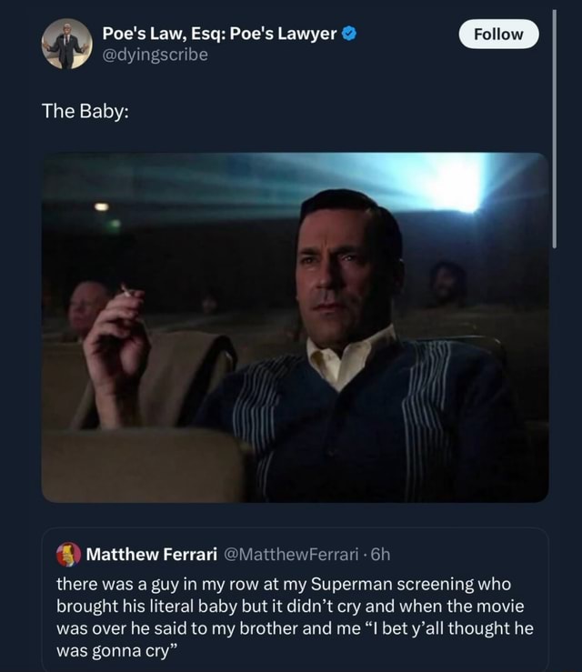 Poe's Law, Esq: Poe's Lawyer @ fy Follow The Baby: Matthew Ferrari ...