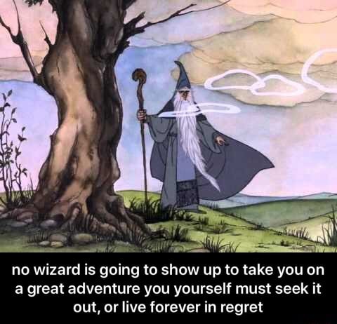 No wizard is going to show up to take you on a great adventure you ...