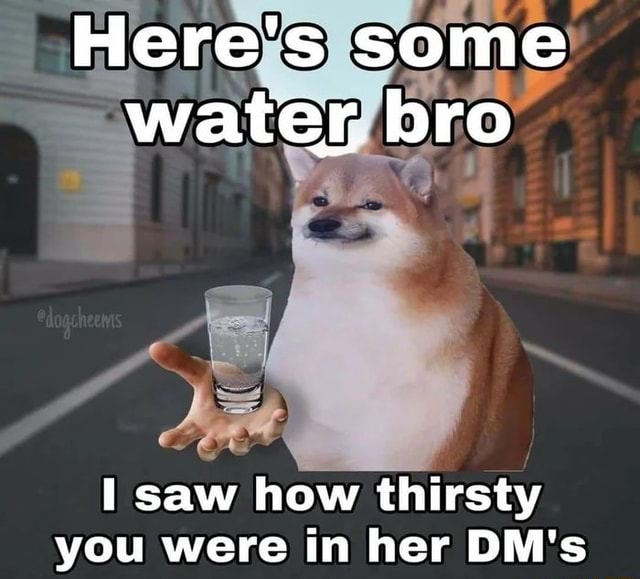 Here's some water bro saw how thirsty you were in her DM's - iFunny