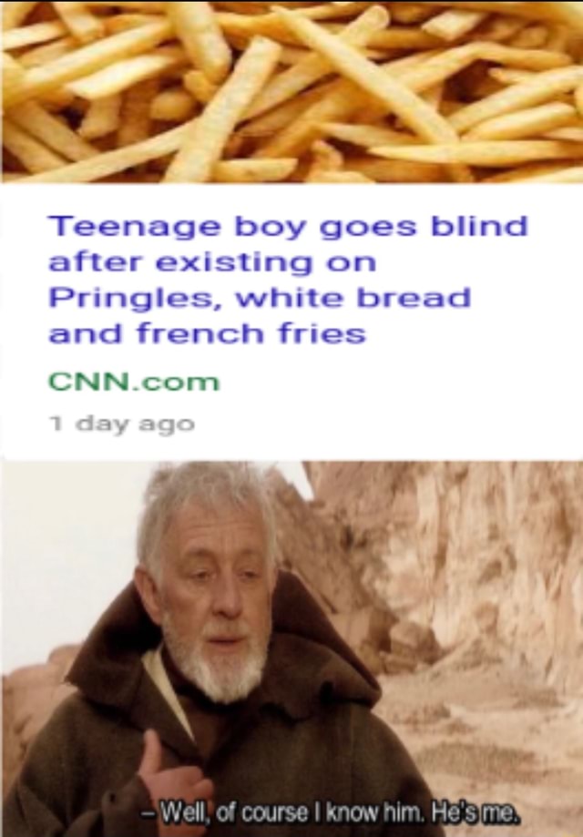 Teenage boy goes blind after existing on Pringles, white bread and ...