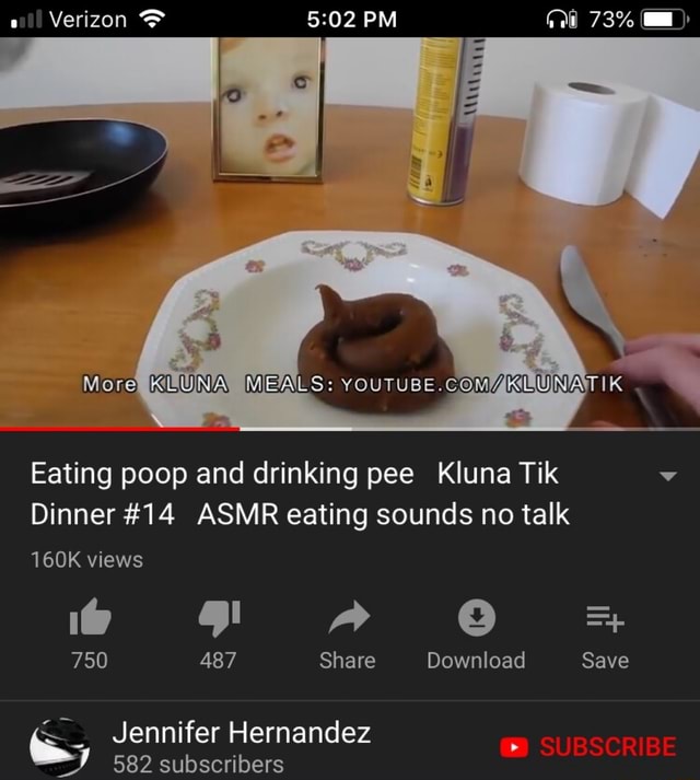 Eating poop and drinking pee Kluna Tik Dinner #14 ASMR eating sounds no ...
