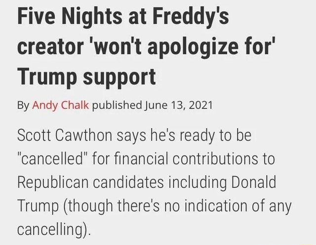 Reminder that Scott Cawthon is a piece of shit - Five Nights at Freddy ...