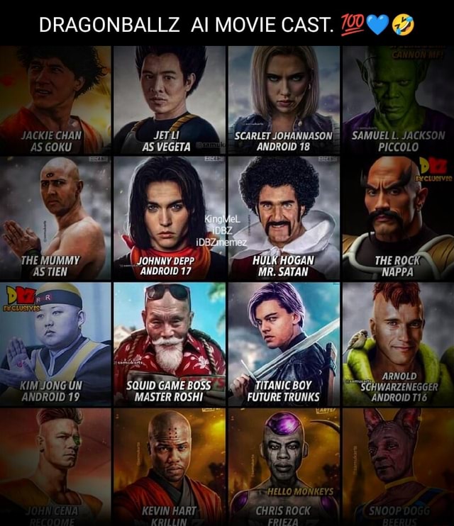 DRAGONBALLZ Al MOVIE CAST. 2@@ JACKIE cHAN) JETLI SCARLET JOHANNASON ...
